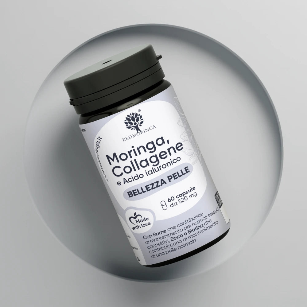 Dietary supplement with collagen, hyaluronic acid and organic Moringa ...